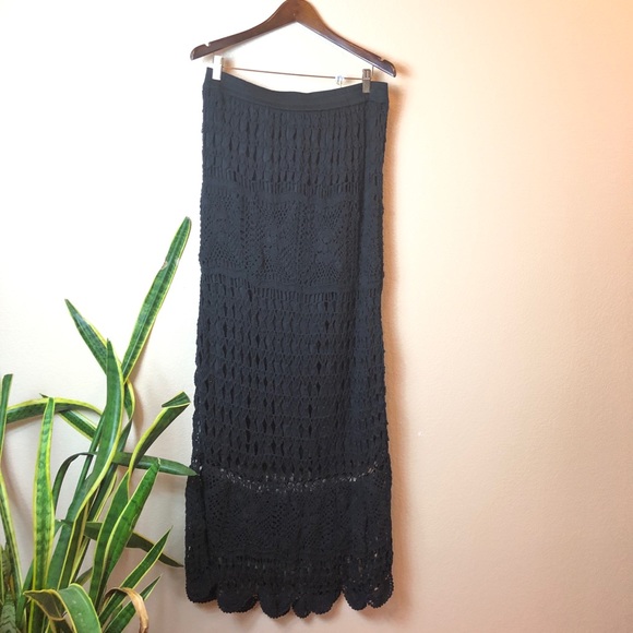 Indigo Thread Co | Skirts | Skirt Long Black Lace Full Length | Poshmark